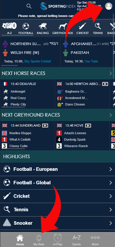 Website Changes Mobile | Sporting Index