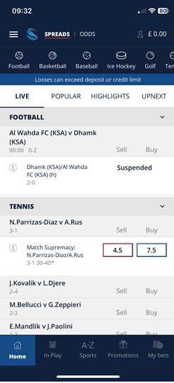 Website Changes Mobile | Sporting Index