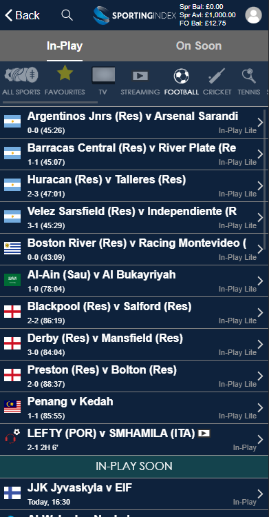 Website Changes Mobile | Sporting Index