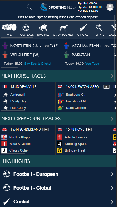 Website Changes Mobile | Sporting Index